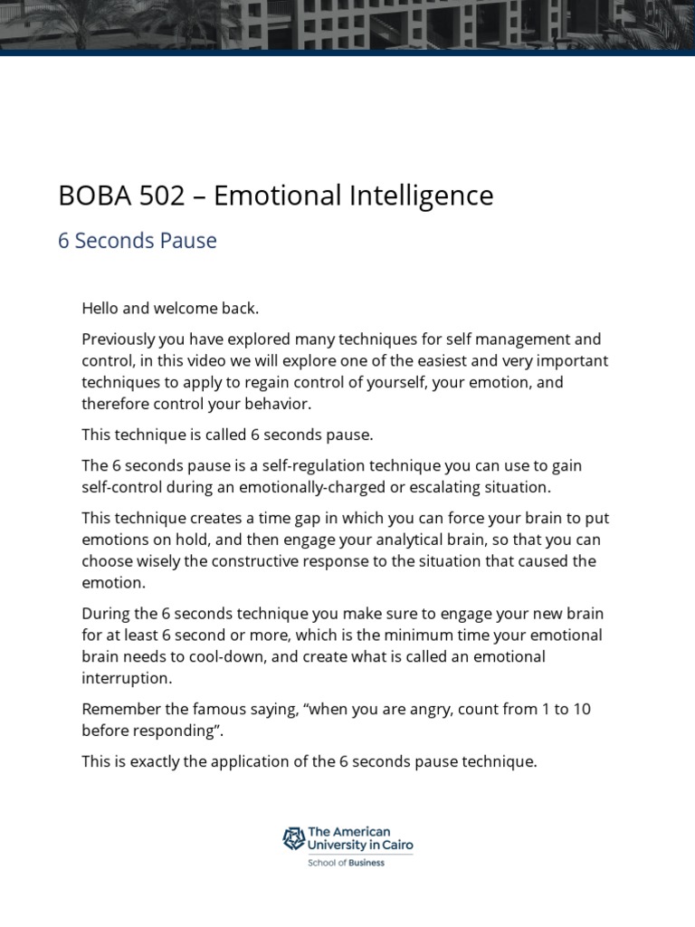 6 Seconds Pause | PDF | Self Control | Self-Management