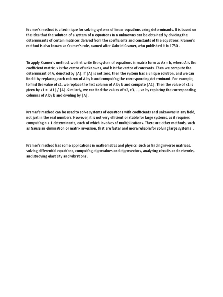 Cramer's Rule for Solving Equations | PDF | Teaching Methods & Materials | Science & Mathematics