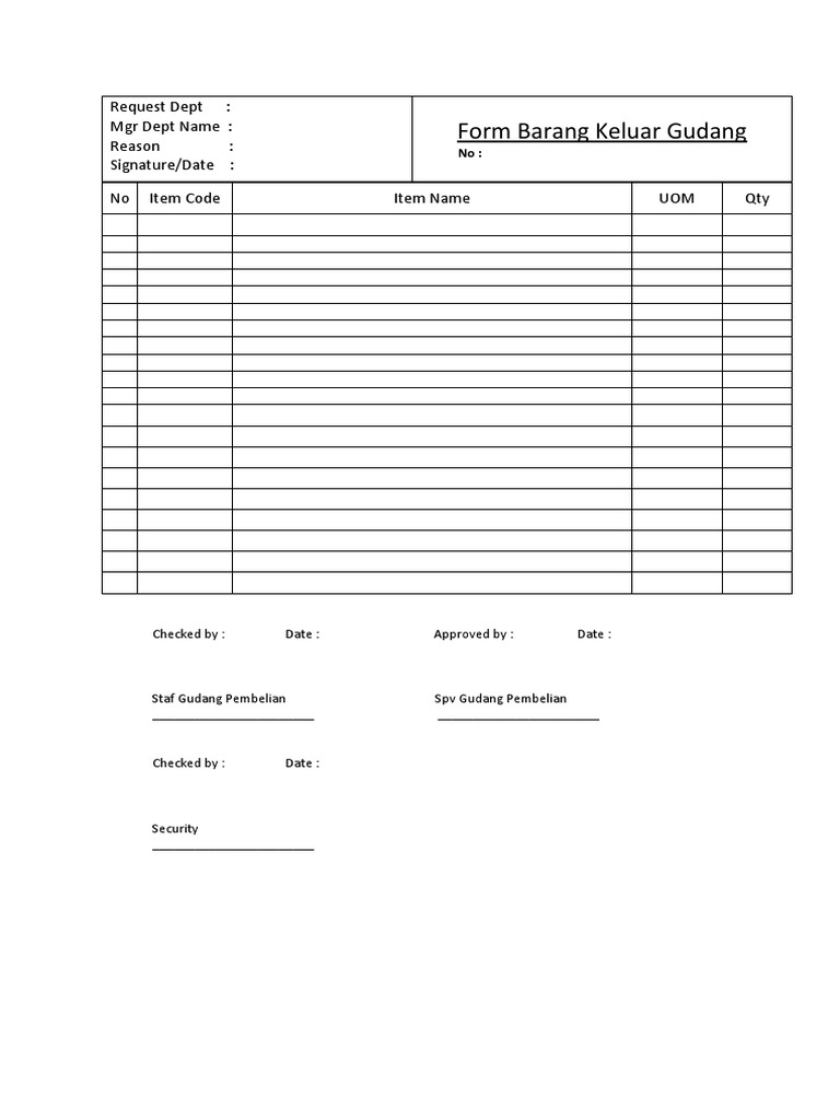 Form Barang Keluar Gudang | PDF