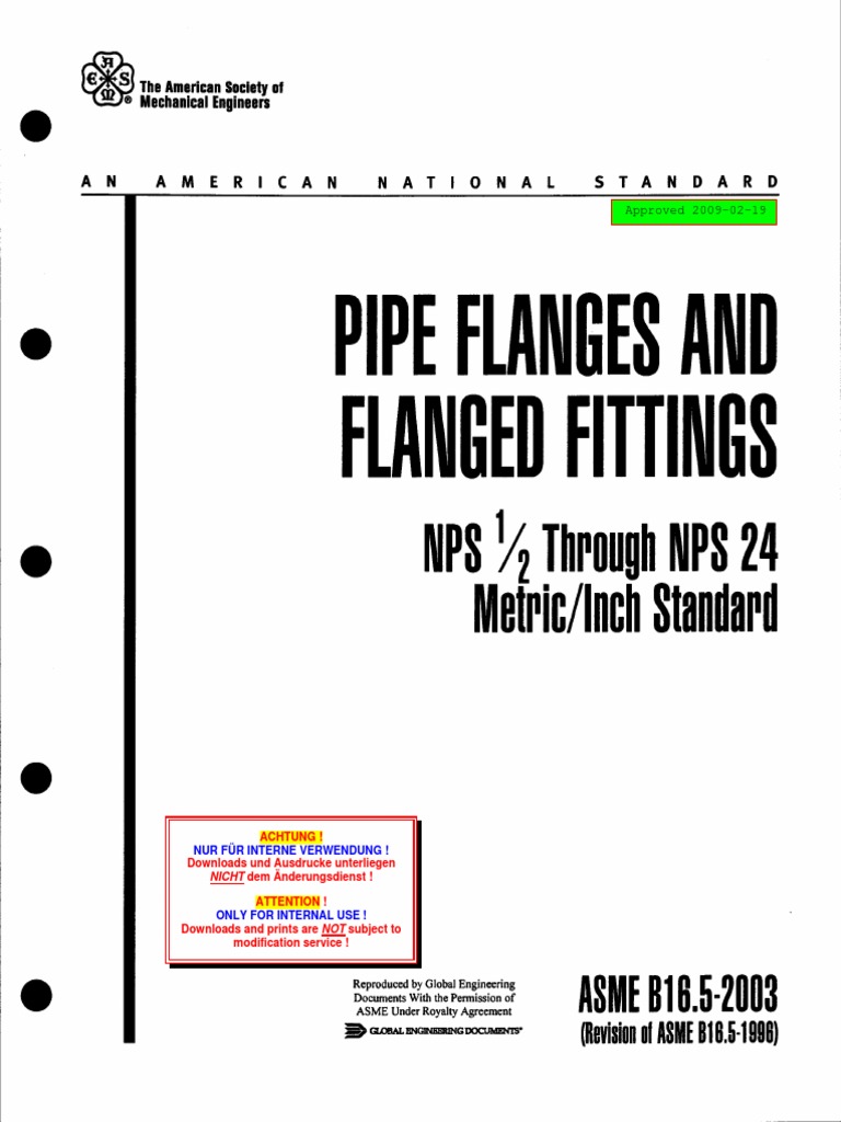 ASME B16.5 - Pipe Flanges and Flanged Fittings | PDF