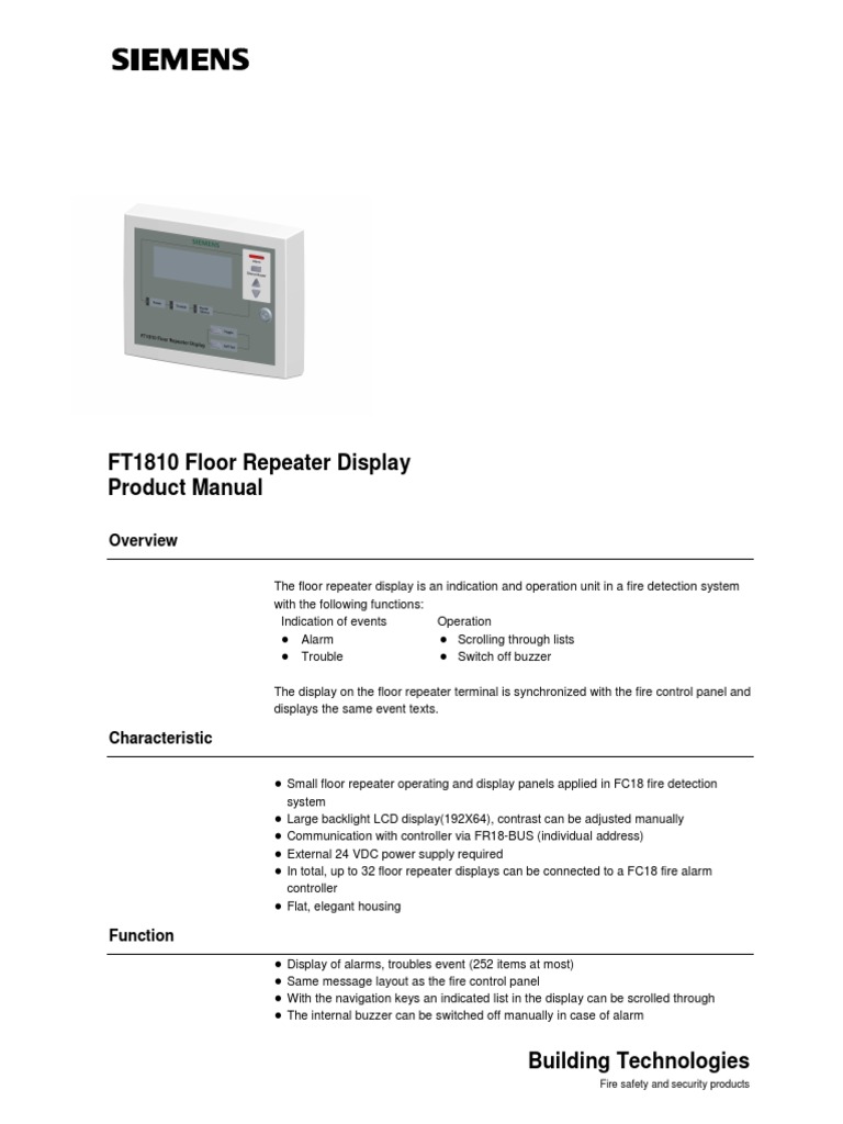 FT1810 Floor Repeater Display Manual | PDF | Liquid Crystal Display ...