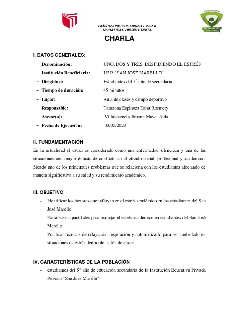 Uno, Dos y Tres, Despidiendo El Estres | PDF | Estrés (biología) | Ansiedad