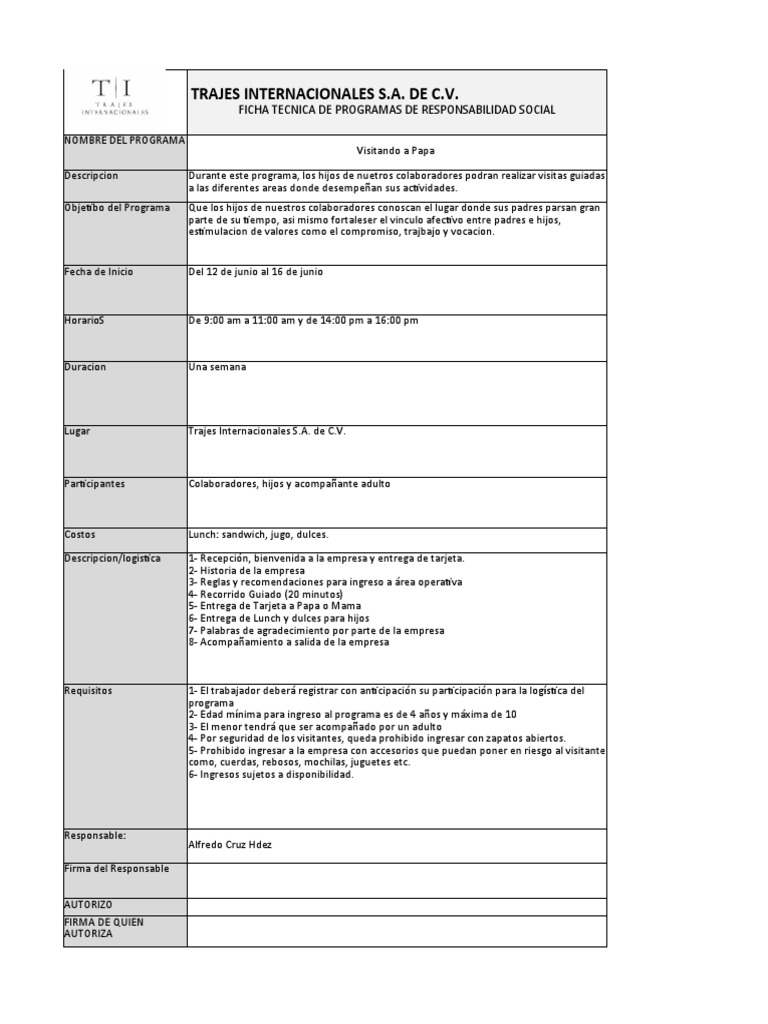 Ficha Tecnica Programas RSC | PDF | Business | Empoderamiento