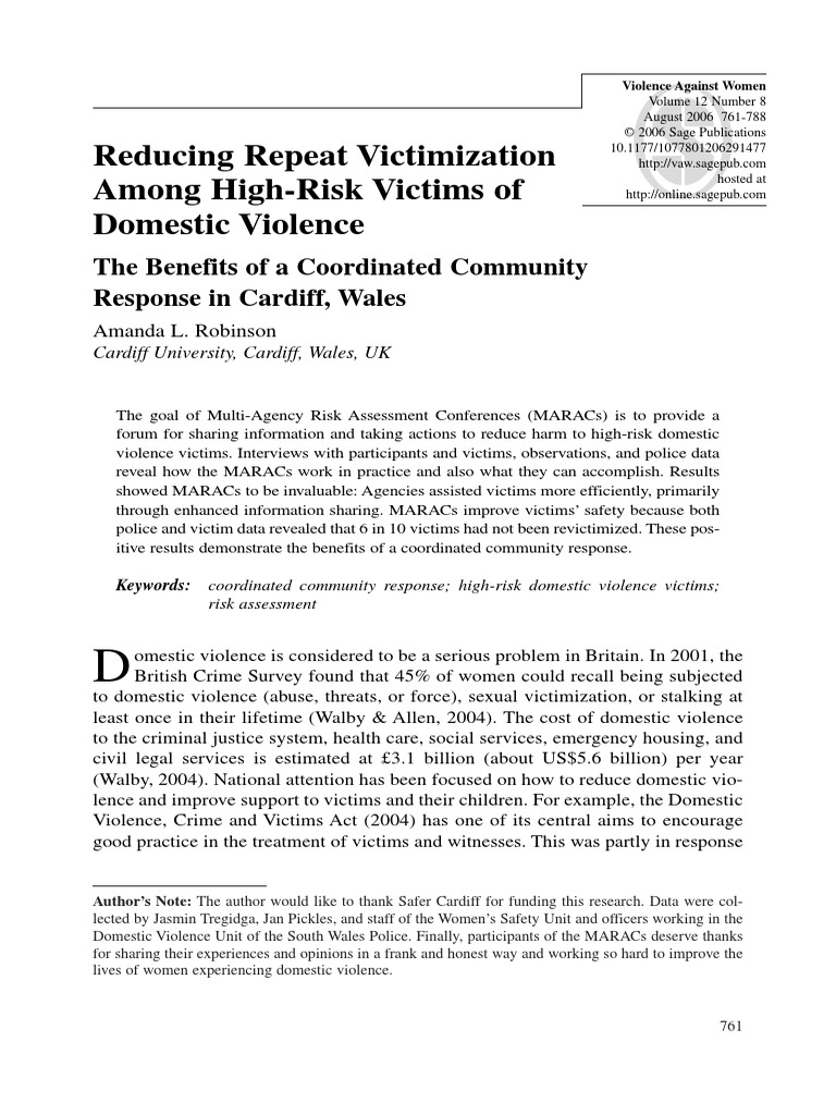 Reducing Repeat Victimization AMong High Risk Victimis of Domestic ...