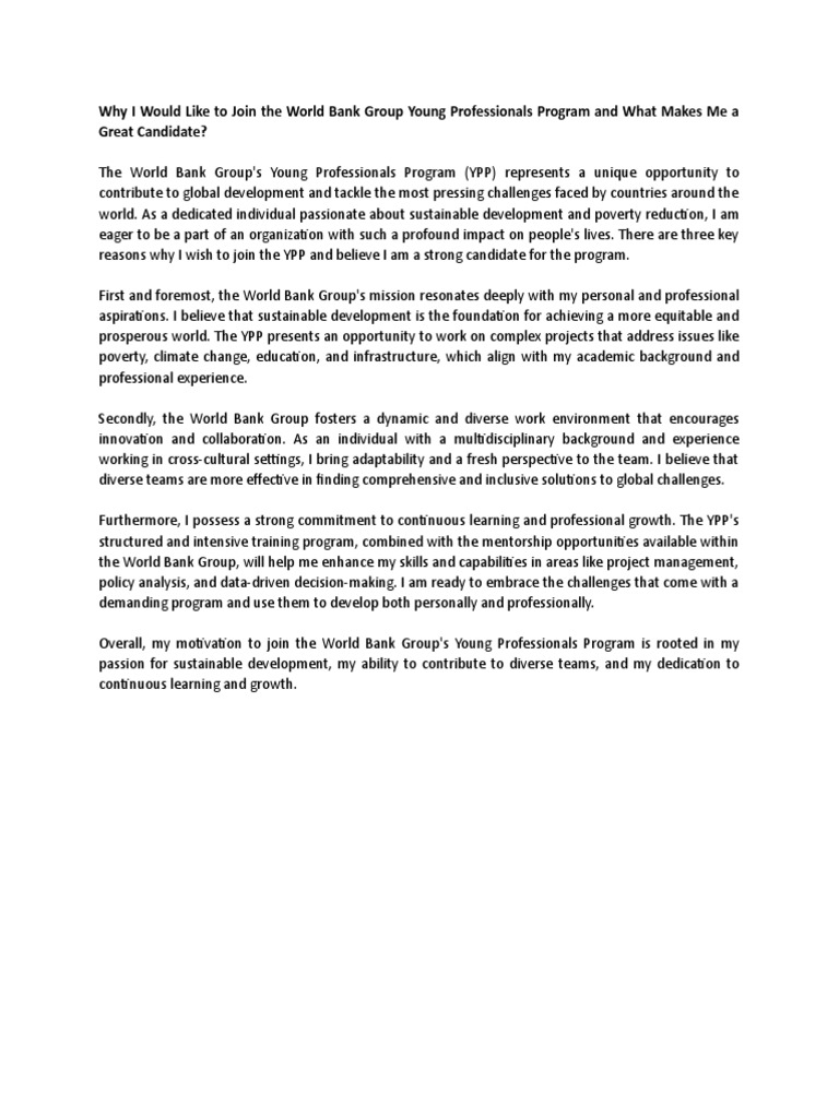 Joining the World Bank YPP: My Motivation | PDF