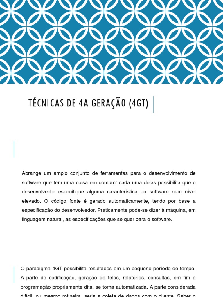 Técnicas de 4ª Geração no Desenvolvimento | PDF