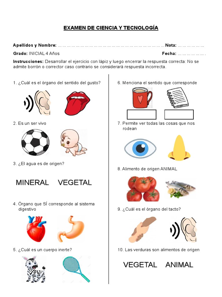 EXAMEN DE CIENCIA Y TECNOLOGÍA | PDF