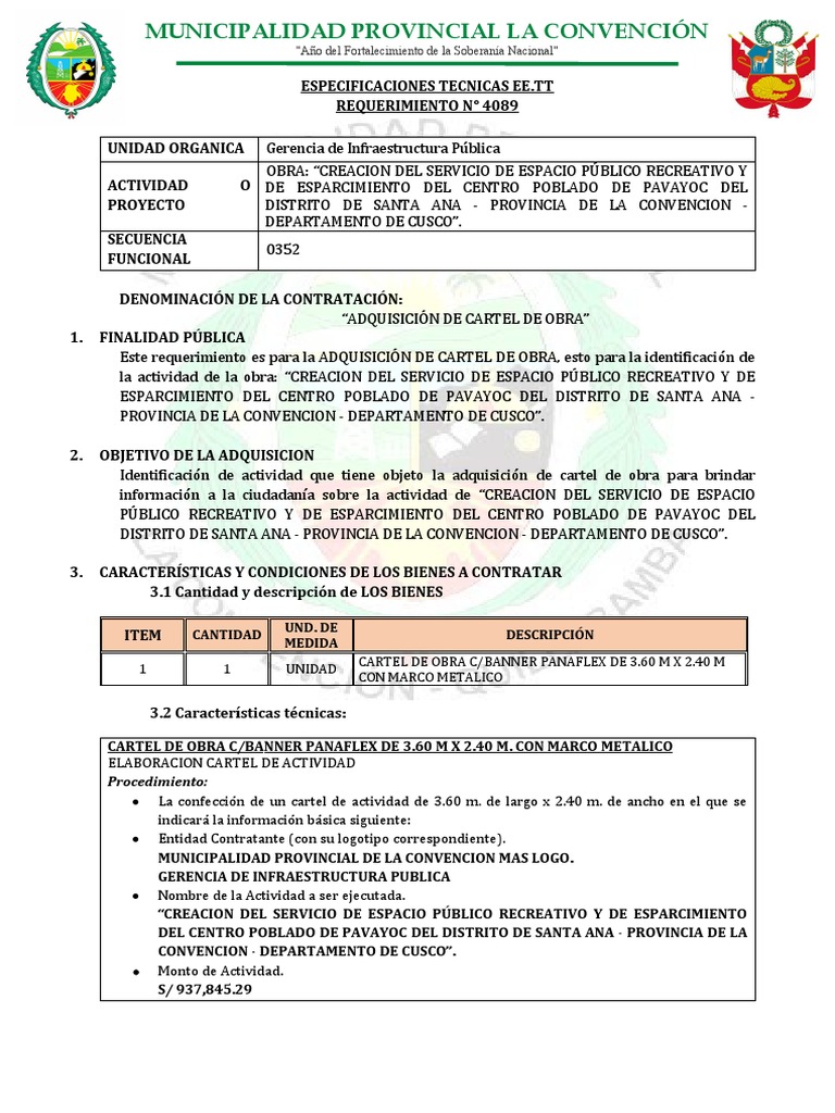 REQ 00 EE.TT CARTEL DE OBRA | PDF