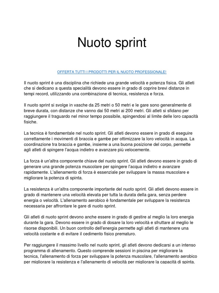 Nuoto Sprint | PDF