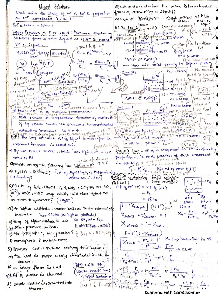 Solution Short Notes | PDF