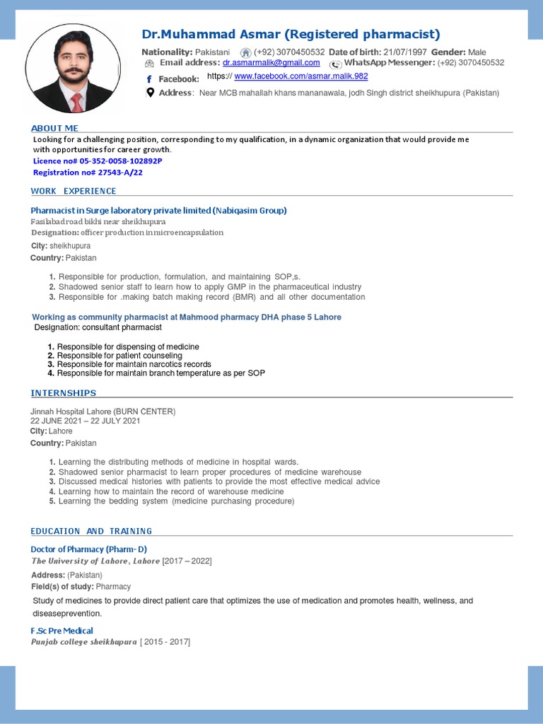 Updated CV | PDF | Pharmacist | Pharmacy