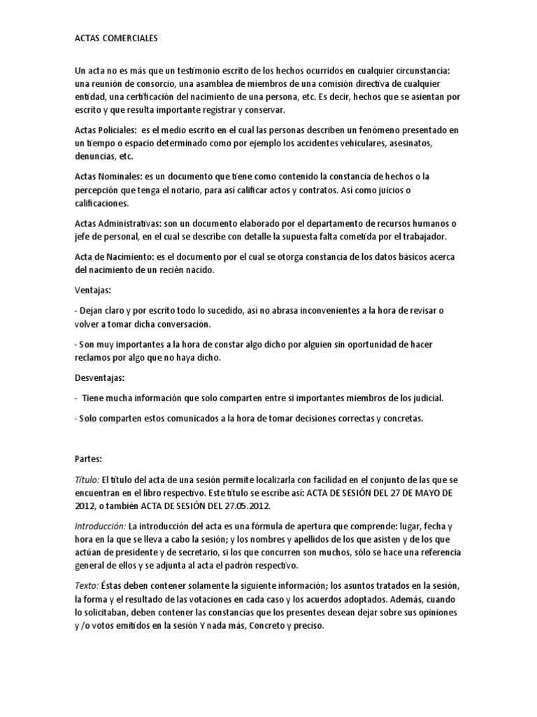 Actas Comerciales | PDF | Justicia | Crimen y violencia