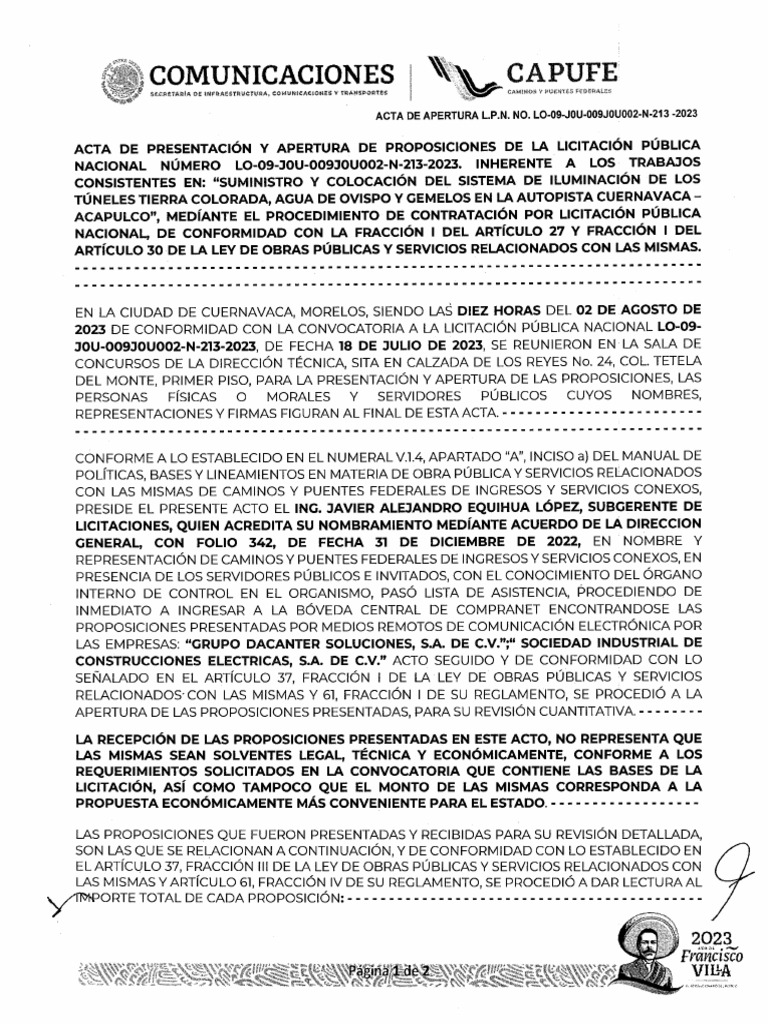 N213 Acta Apertura | PDF