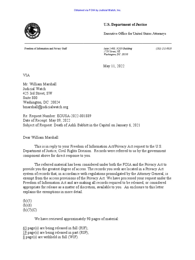 JW V DOJ Babitt Prod 2 02462 | PDF | Freedom Of Information Act (United ...