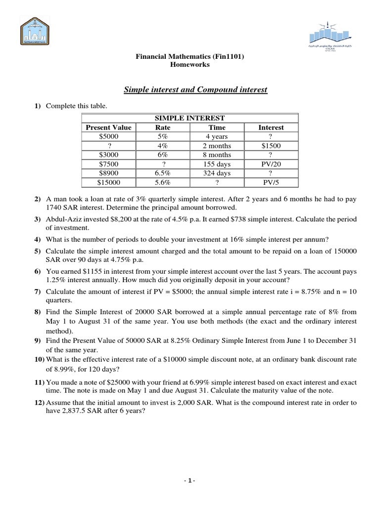 Homeworks FIN1101-144510 | PDF | Bonds (Finance) | Interest