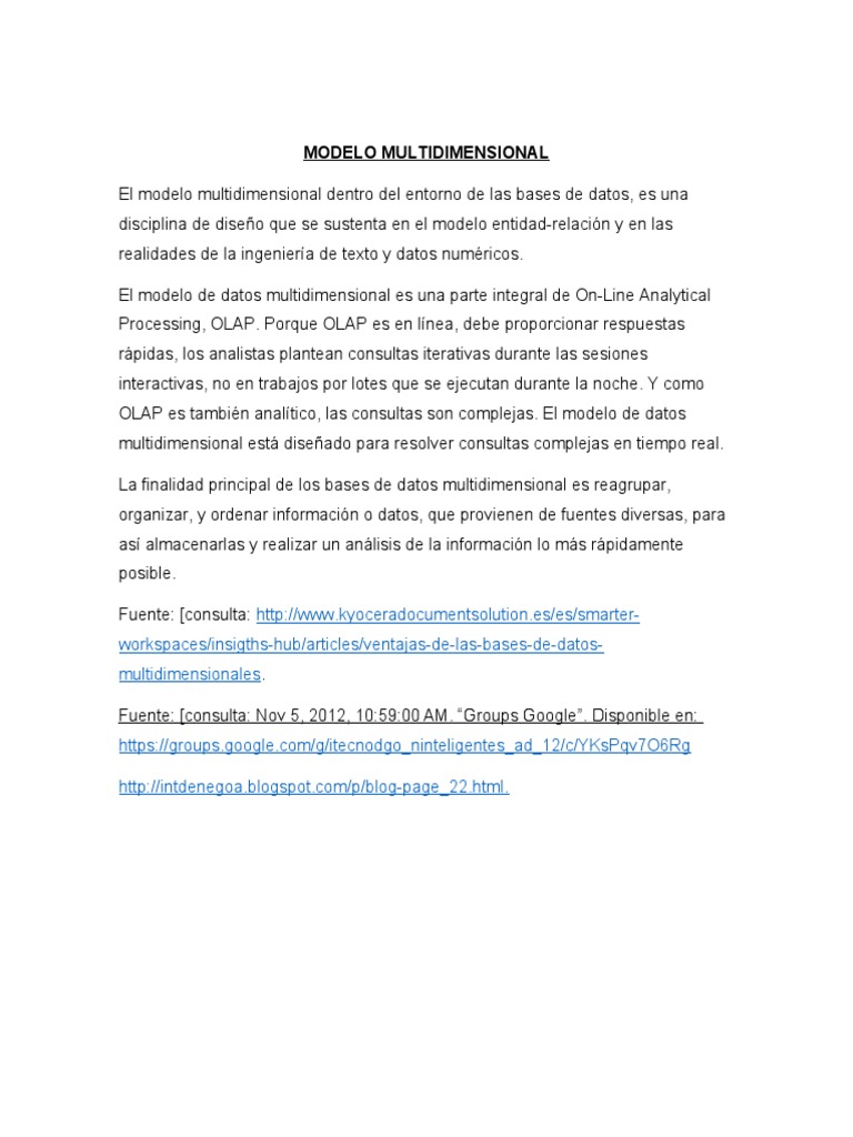 Modelo Multidimensional (Unap) | PDF | Bases de datos | Teoría de sistemas