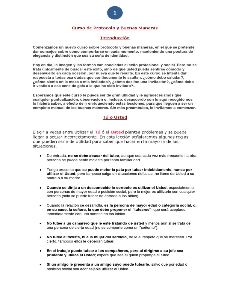 Curso de Protocolo y Buenas Maneras. Introducción | PDF | Cuchillería | Boda