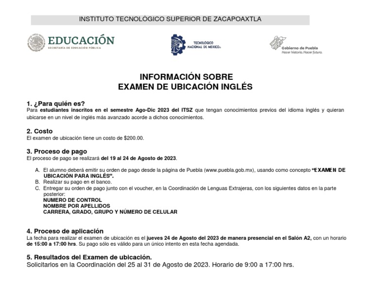 Examen Ubicación Ago-Dic 2023 1 | PDF