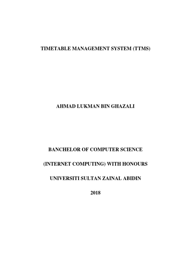 Timetable Management System (TTMS) | PDF | Software Development Process ...