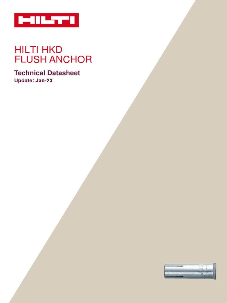 HKD Flush Anchor Technical Data Sheet | PDF | Screw | Industrial Processes