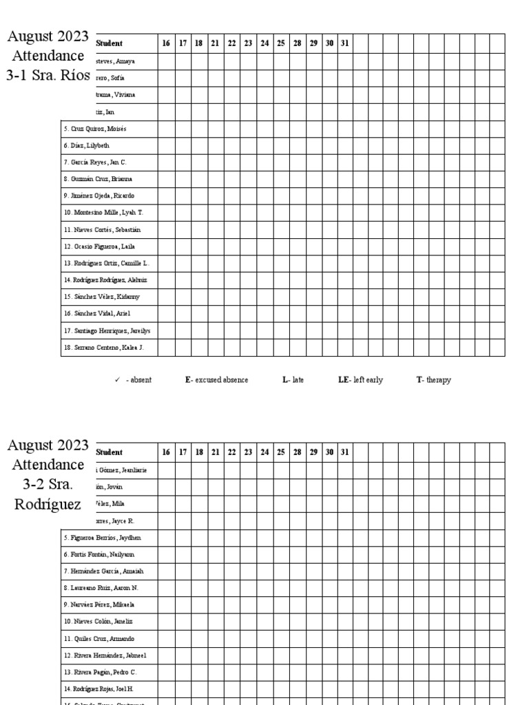3rd Grade Attendance 2023-2024 | PDF