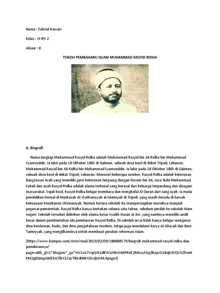 Gerakan Pembaharu Islam Muhammad Rasyid Ridha | PDF