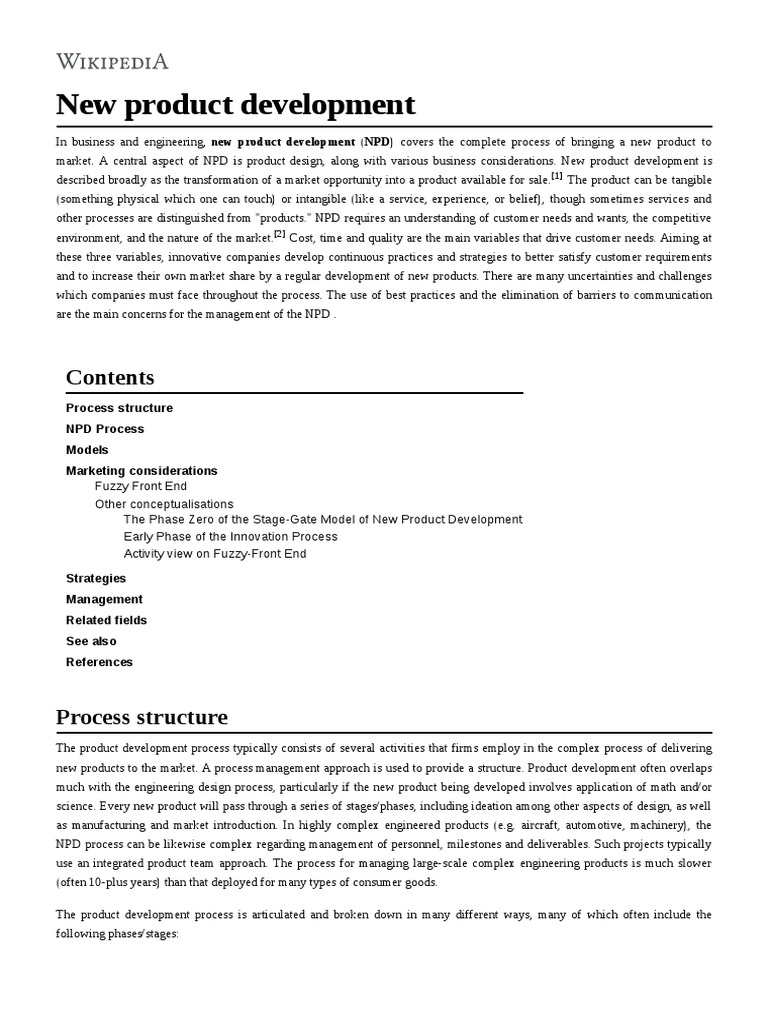 New Product Development Wikipedia | PDF | New Product Development ...