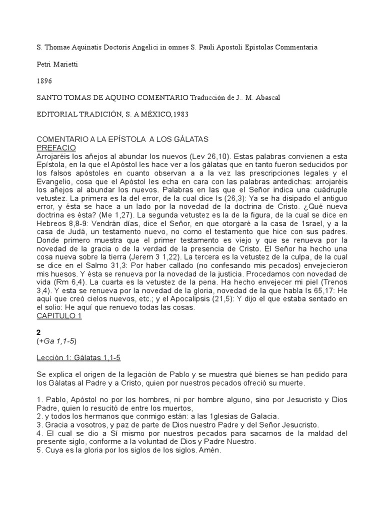 Santo Tomas de Aquino - Comentario A La Carta A Los Galatas | PDF ... Santo Tomas de Aquino - Comentario A La Carta A Los Galatas | PDF ...