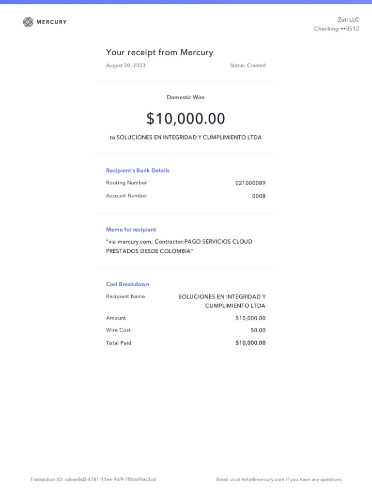 mercury-wire-receipt-2023-08-30-c3cd USD 10000 INTERM | PDF
