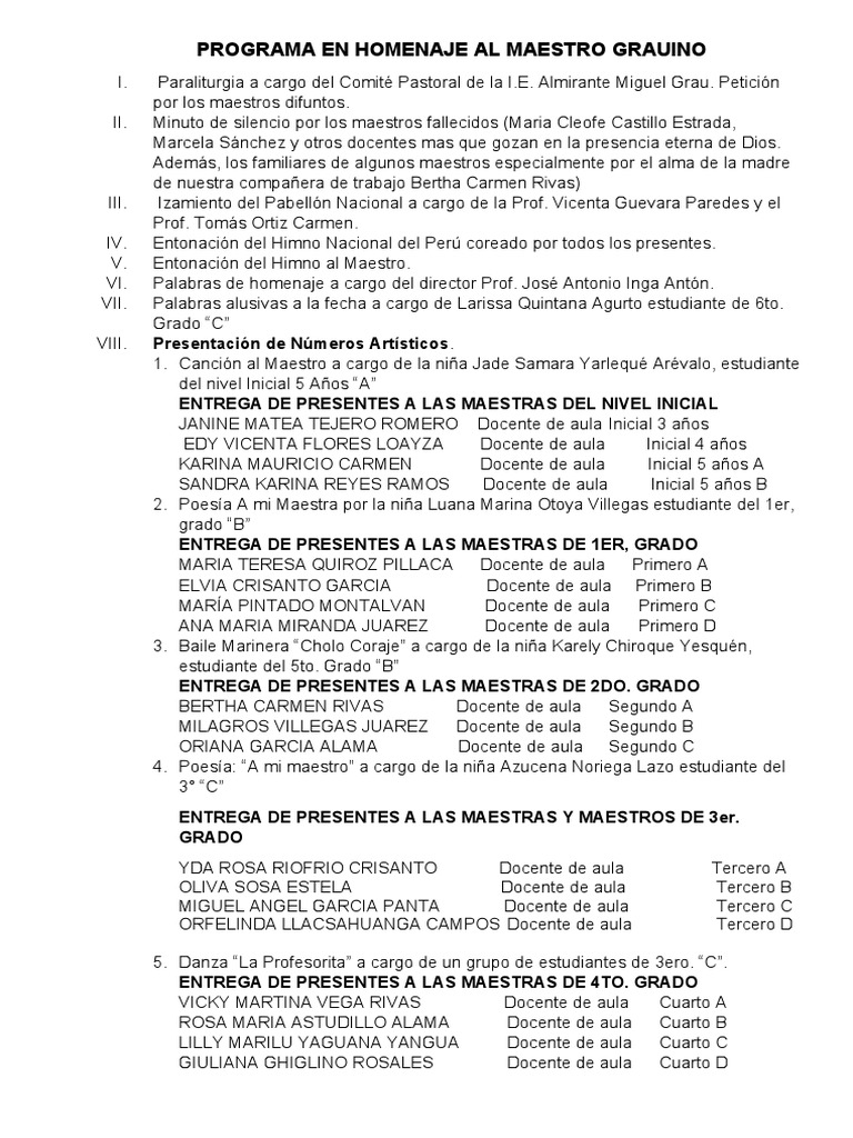 Programa en Homenaje Al Maestro Grauino | PDF