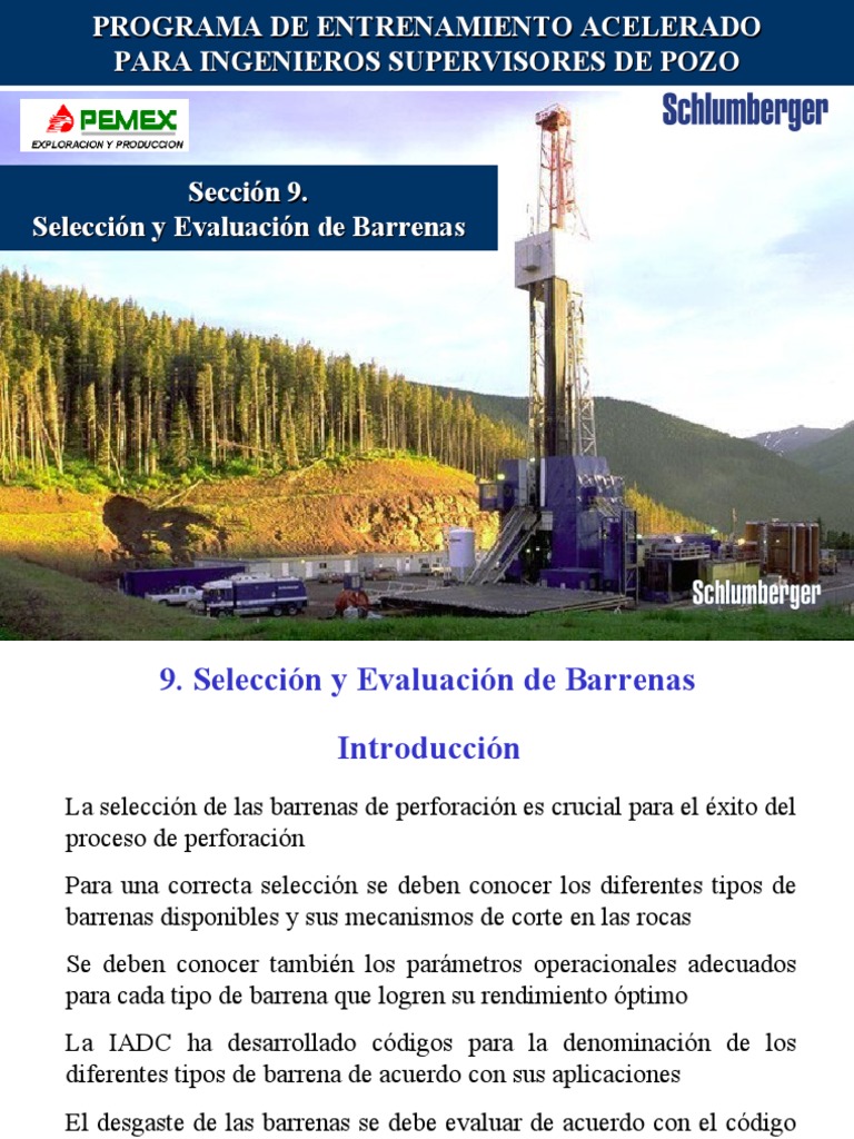 09 Selección y Evaluación de Barrenas | PDF | Perforación | Materiales