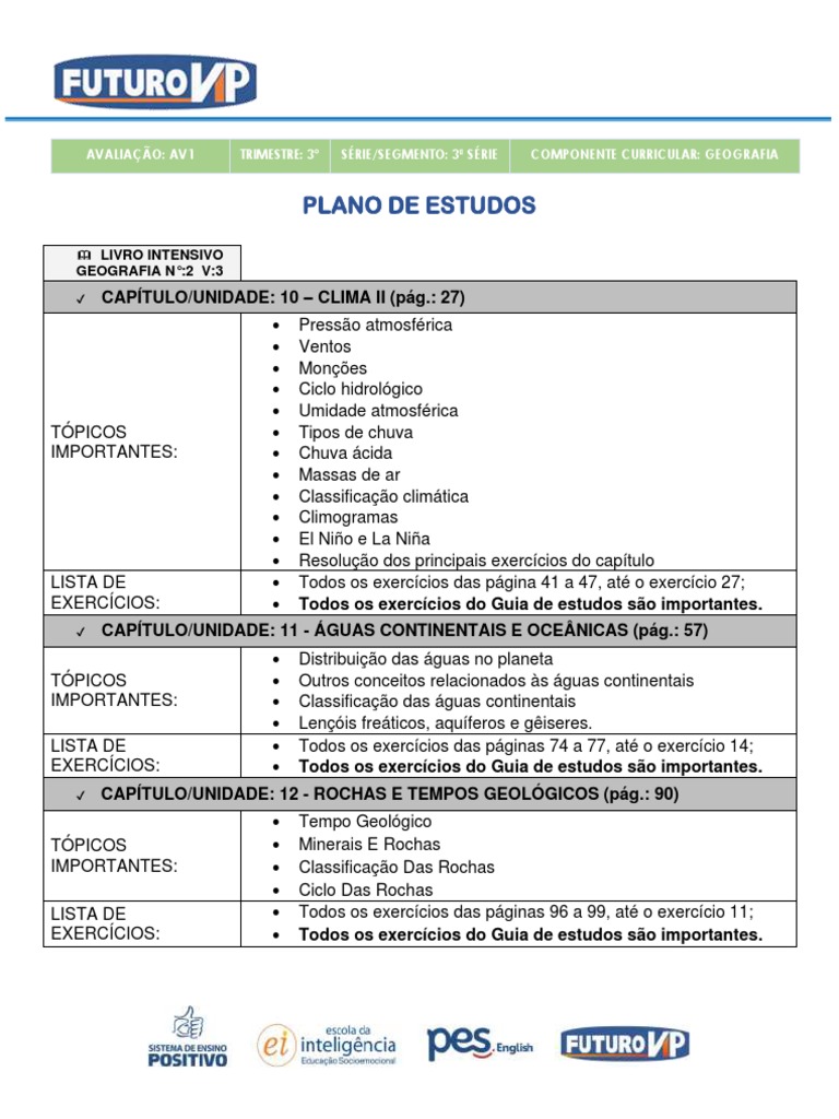 Pe Ex - Revisao.av1 Geografia 3a Serie 3tri | PDF | Geociências | Fenômenos da Terra