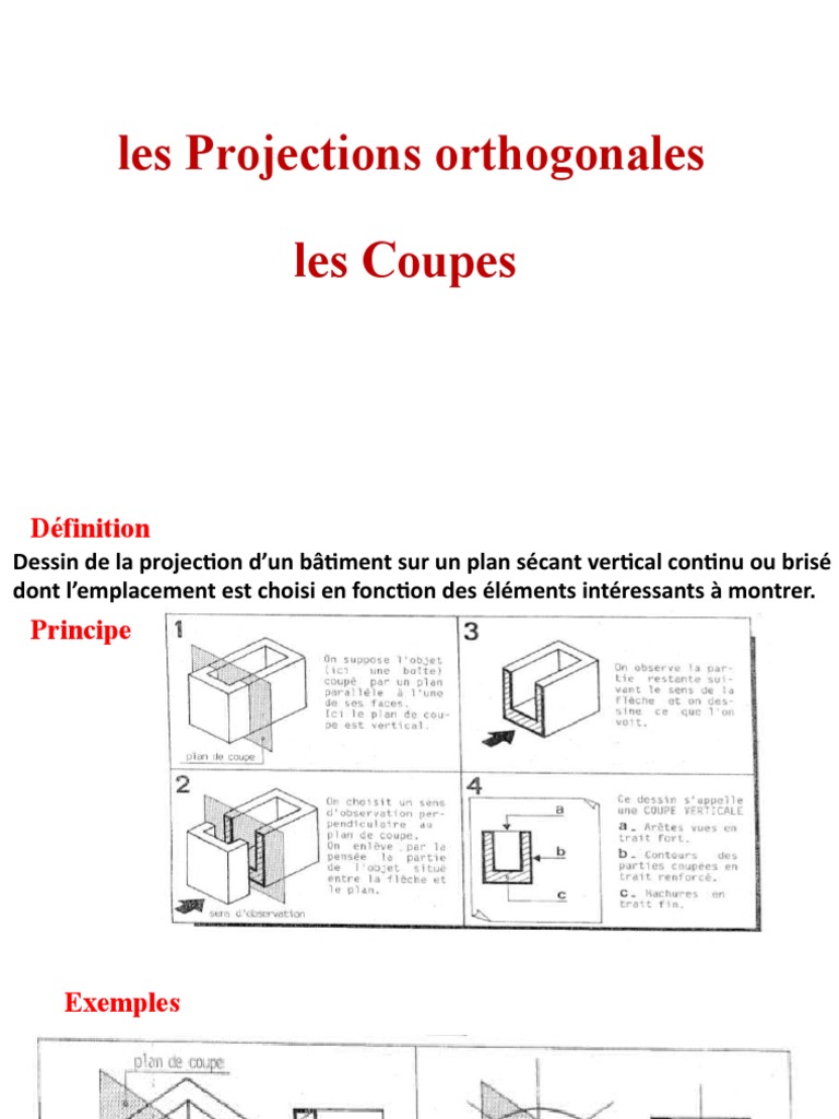 Projections et Coupes en Dessin Technique | PDF | Méthodes et ...