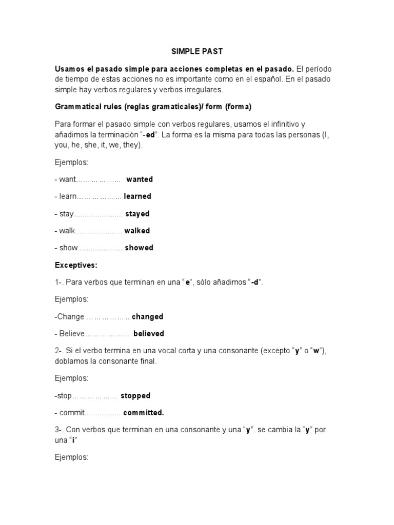 Simple Past | PDF | Verbo | Gramática