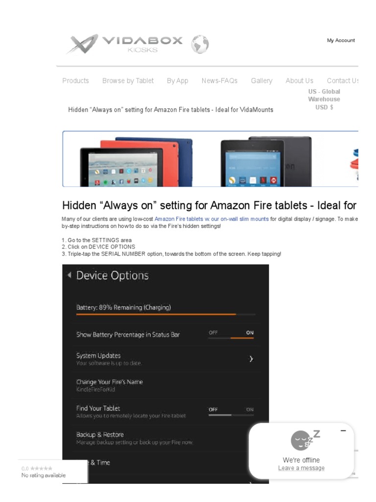 Hidden "Always On" Setting For Amazon Fire Tablets - Ideal For VidaMounts | PDF | Tablet ...