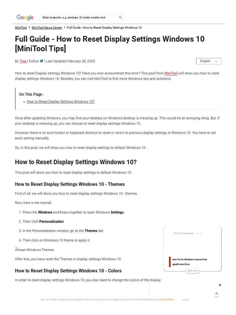 Full Guide - How To Reset Display Settings Windows 10 | PDF | Windows 10 | Microsoft Windows