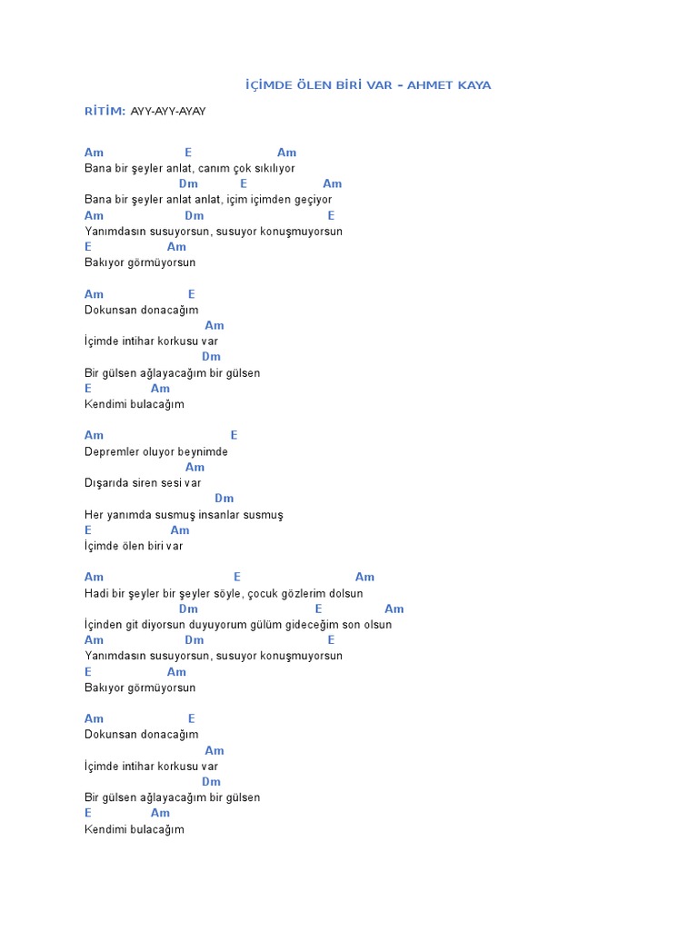 Icimde-Olen-Biri-Ahmet-Kaya Gitar PDF | PDF Icimde-Olen-Biri-Ahmet-Kaya Gitar PDF | PDF