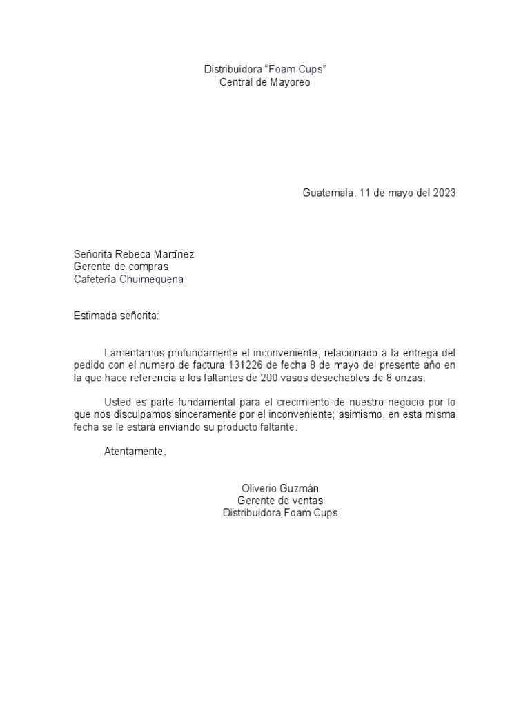 Carta de Disculpas | PDF