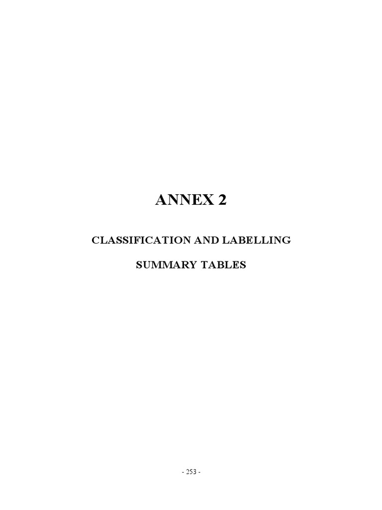 4 Classification and Labelling Summary Tables | PDF | Dangerous Goods | Gases