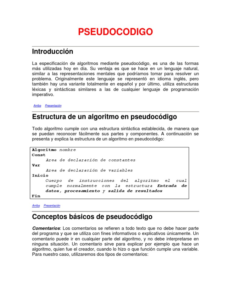 Pseudocodigo: Introducción | Algoritmos | División (Matemáticas)