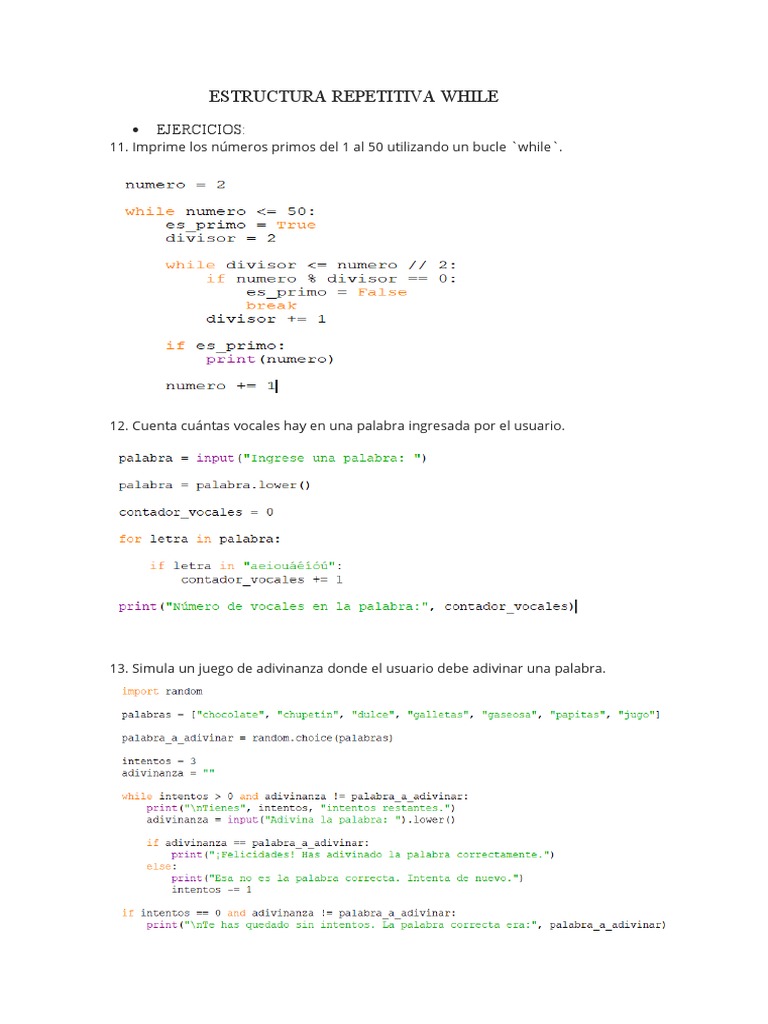 Estructura Repetitiva While | PDF