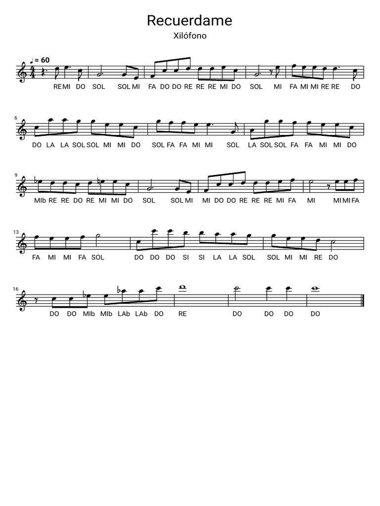 Recuerdame: Xilófono | PDF