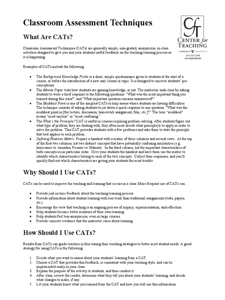 Classroom-Assessment-Techniques | PDF | Cognition | Human Communication