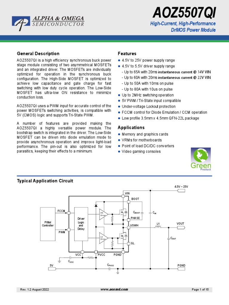 AOZ5507QI Support Documents | PDF | Mosfet | Logic Gate