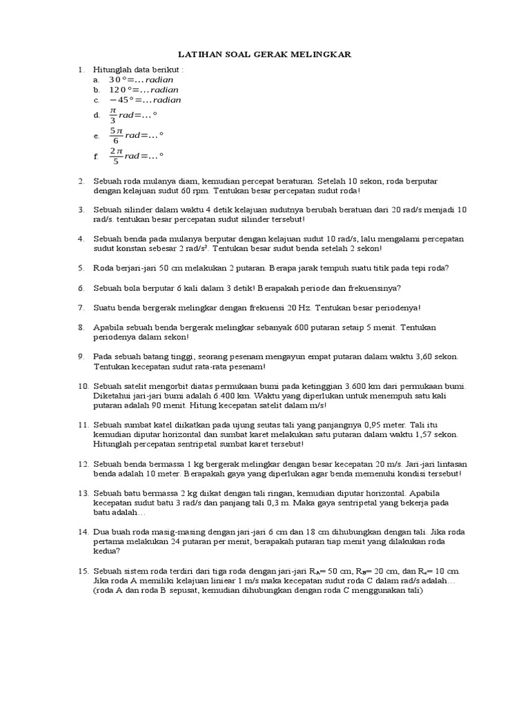 Latihan Soal Gerak Melingkar | PDF | Sains & Matematika