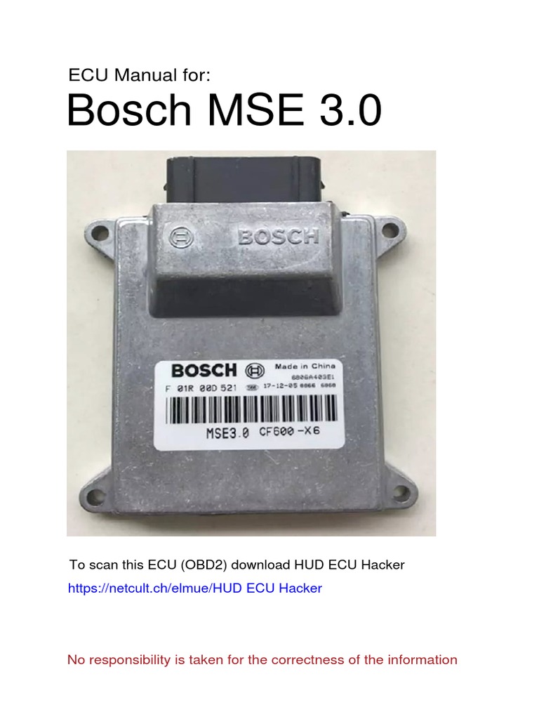 Bosch MSE 3.0 Manual | PDF