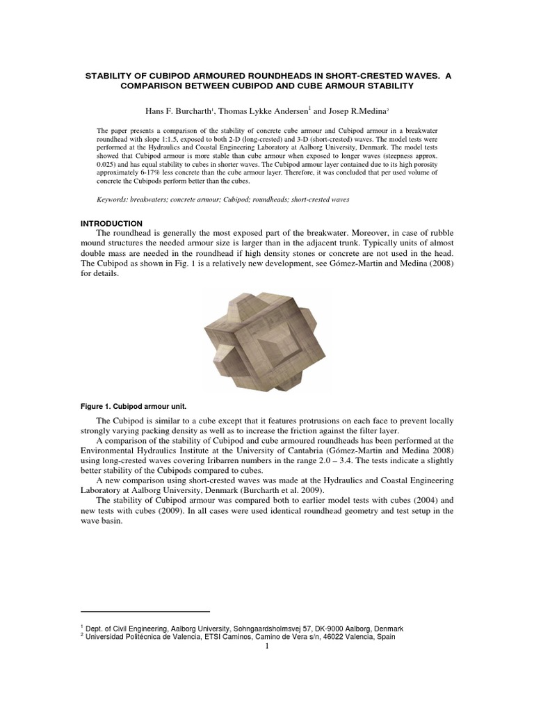 CE 2010 - Stability of Cubipod On Roundhead | PDF | Density | Physical ...