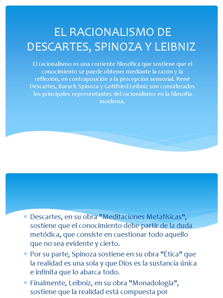 EL RACIONALISMO DE DESCARTES, SPINOZA Y LEIBNIZ - YORDIN PEREZ | PDF ...