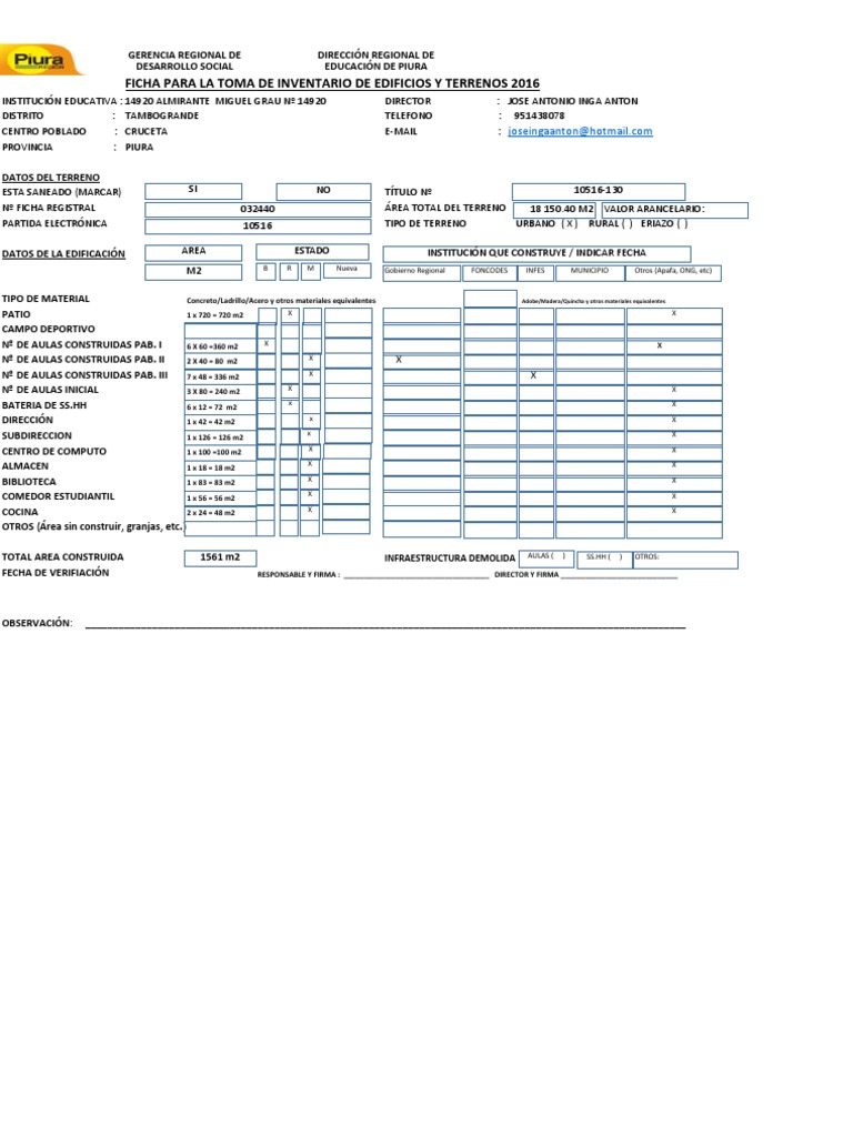 INVENTARIO DE EDIFICIO Y TERRENO | PDF
