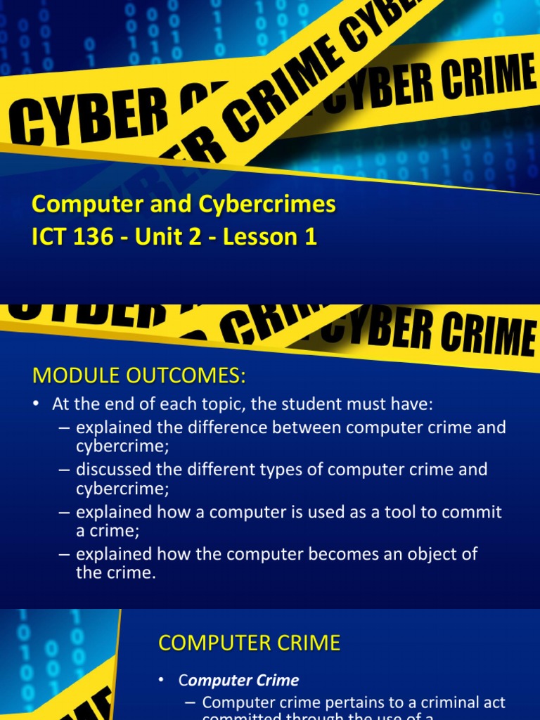 03-ICT-136-UNIT-2-LESSON-1 | PDF | Security Hacker | Cybercrime
